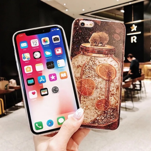Accessories | Glitter Liquid Quicksand Brown Bear Phone Case | Poshmark